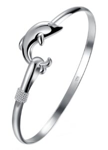 cutesmile fashion jewelry 925 sterling silver cute dolphin bangle bracelets for women