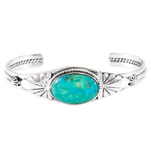 Turquoise Bracelet Sterling Silver 925 Genuine Turquoise (Turquoise)