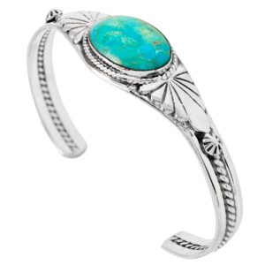 Turquoise Bracelet Sterling Silver 925 Genuine Turquoise (Turquoise)