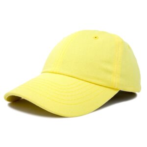 dalix baseball cap dad hat plain men women cotton adjustable blank yellow