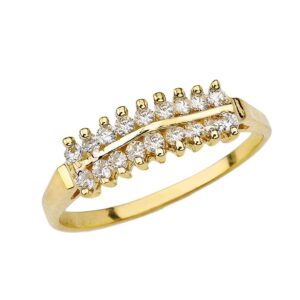 exquisite 10k yellow gold 0.5ct cz double row pyramid ring (size 8.25)