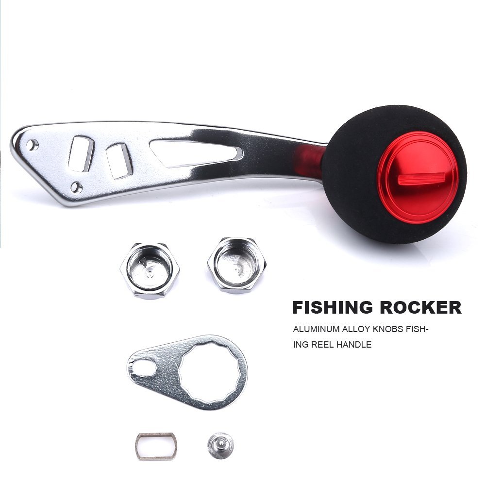 Fishing Reel Handle,Fishing Reel Power Handle Knob Reel Replacement Parts,Aluminum Alloy Fishing Reel Rocker Knobs for Baitcasting Spinning Tackle Tools(Red)