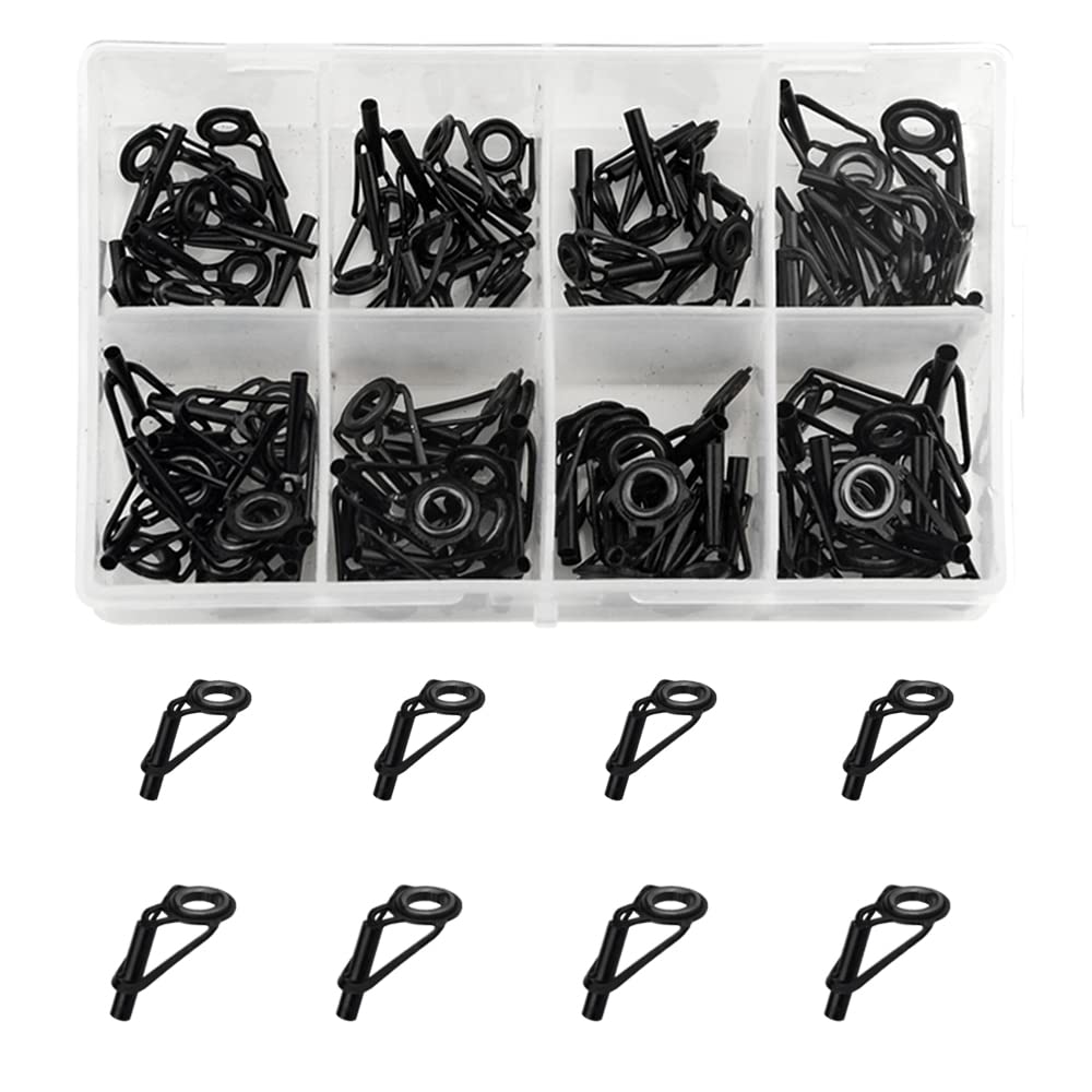 WMYCONGCONG 80 PCS Fishing Rod Guides Fishing Rod Parts Tip Repair DIY Set Ceramic Fishing Rod Repair Kit 10 Sizes