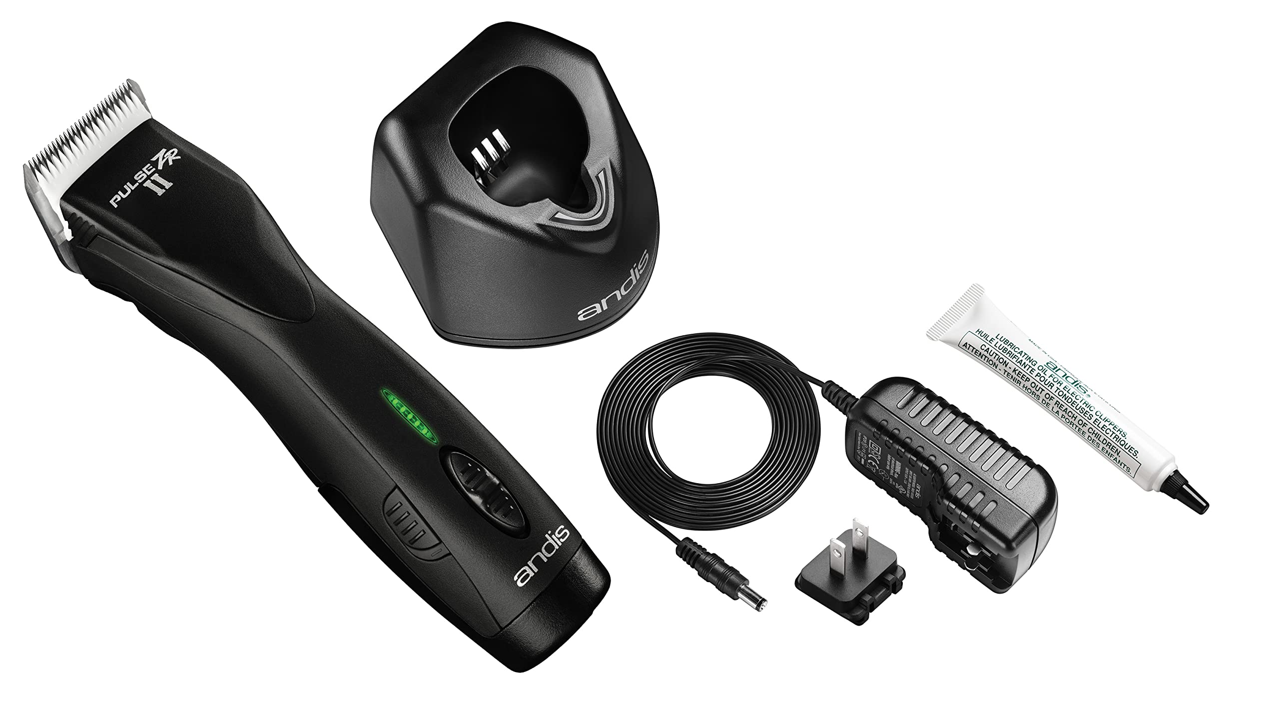 Andis Pulse Zr II 5-Speed Detachable Blade Clipper, Cordless, Removable Lithium Ion Battery - Black, dogs