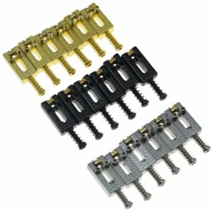 KAISH Pack of 6 Modern Electric Guitar Tremolo Bridge Roller Saddles for Strat or Tele Guitars Black