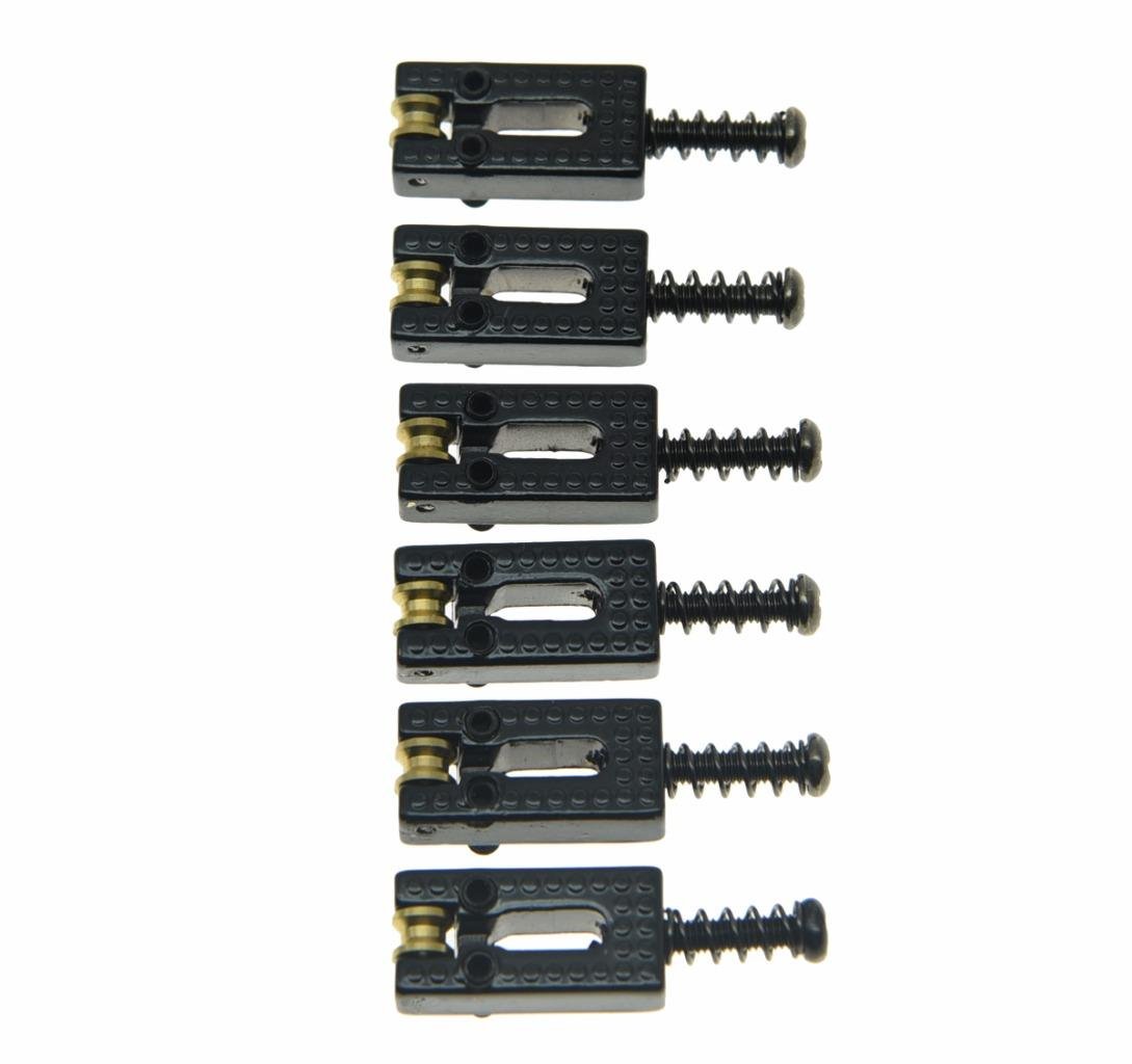 KAISH Pack of 6 Modern Electric Guitar Tremolo Bridge Roller Saddles for Strat or Tele Guitars Black