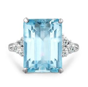 samie collection princess diana 20ctw emerald cut simulated gemstone in aquamarine-tone, emerald-tone, garnet-tone cocktail ring for women inspired by royal wedding in white gold plating, size 5-10