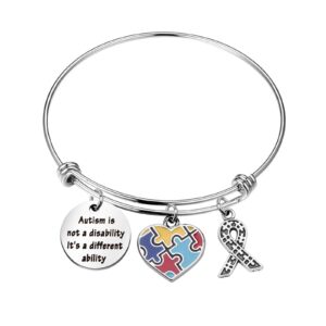 ensianth autism awareness bracelet autism puzzle piece jewelry encouragement gift for autistic (autism bracelet)