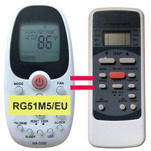 replacement for air conditioner remote control model number rg51m5/eu