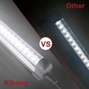 Kihung (12-Pack) 8FT LED Shop Light Fixture, 75W, 9750LM, 6000K, 96'' T8 Tube Light, 8 Foot Linkable LED Bulbs for Garage, Warehouse, V Shape, 8’ LED Strip, Clear Lens, Hardwired Installation