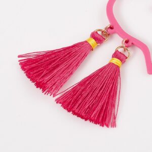 HSWE Flamingo Drop Earrings Tassel Dangle Earrings Thread Earrings Hawaiian Summer Jewelry (Rose Red)