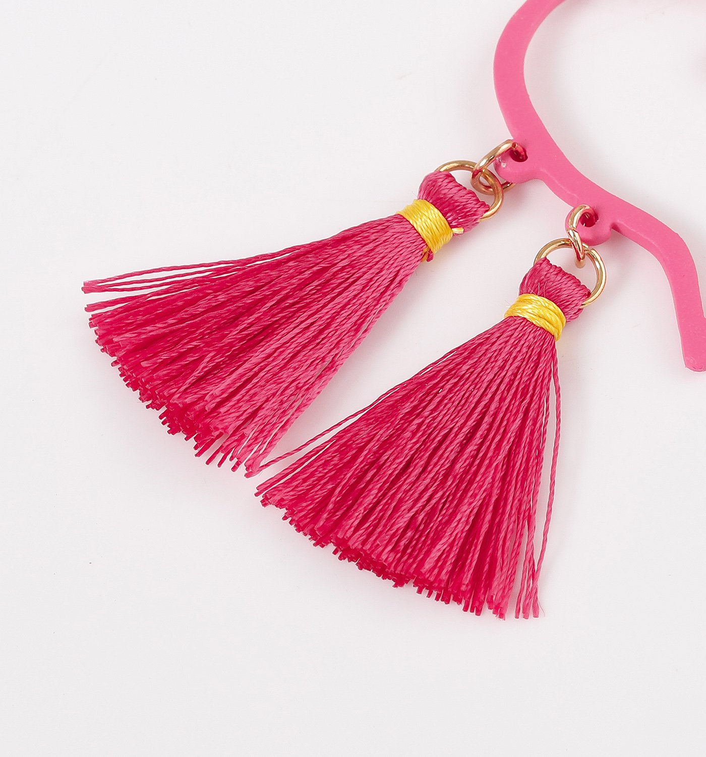 HSWE Flamingo Drop Earrings Tassel Dangle Earrings Thread Earrings Hawaiian Summer Jewelry (Rose Red)