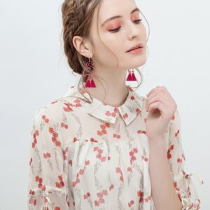 HSWE Flamingo Drop Earrings Tassel Dangle Earrings Thread Earrings Hawaiian Summer Jewelry (Rose Red)