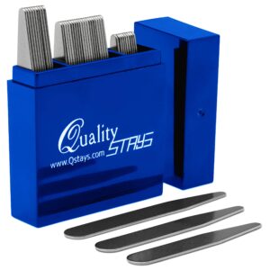 quality stays metal collar stays for men – 40 dress shirt collar stays for men, 3 sizes in a divided sapphire box