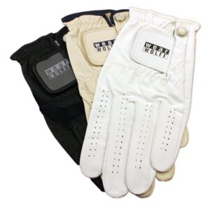 wolff 3-pack mens leather golf gloves worn on left hand cadet x-large