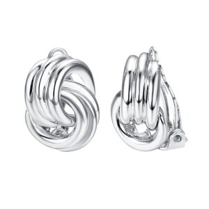 yoursfs stainless ssteel clip on earrings for women silver triple hoop clip-on earring dainty earring jewelry