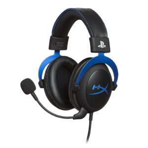 hyperx cloud - official playstation licensed gaming headset for ps4 and ps5 with in-line audio control, detachable noise cancelling microphone, comfortable memory foam - black