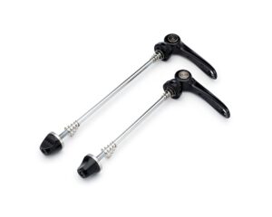 bw usa mtb quick release bicycle skewer set - front and rear mountain bike qr axle skewers - black