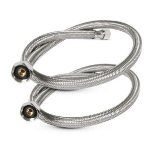 highcraft cnct27124-om-2 faucet supply line connects kitchen sink to water supply, braided faucet connector with 1/2 in x 3/8 in brass nut, stainless steel 24 in (pack of 2)