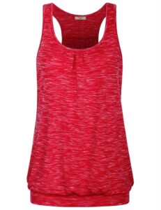 miusey yoga shirts for women womens workout clothes sleeveless round neck loose fit flattering tops to hide tummy racerback workout tanks athletic tank tops (x-large, space dye red -2)