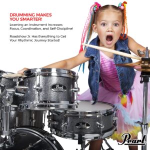 Pearl Roadshow Jr. 5 Piece Drum Set with Hardware and Cymbals, Gindstone Sparkle (RSJ465C/C708)