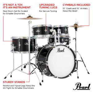 Pearl Roadshow Jr. 5 Piece Drum Set with Hardware and Cymbals, Gindstone Sparkle (RSJ465C/C708)