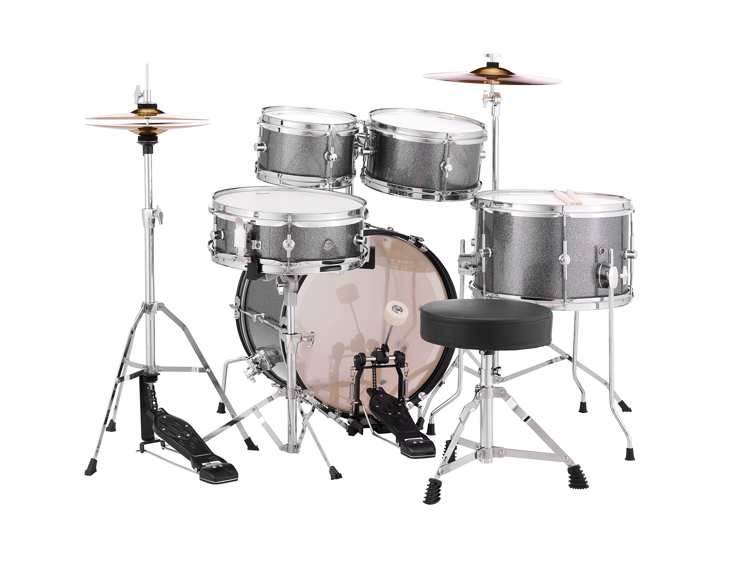 Pearl Roadshow Jr. 5 Piece Drum Set with Hardware and Cymbals, Gindstone Sparkle (RSJ465C/C708)