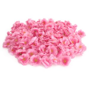 hokpa artificial silk cherry blossom flower heads, fake fabric sakura floral head decor for bridal hair clips headbands dress diy accessories wedding party supply table decorative (100pcs pink)