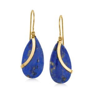 ross-simons lapis and 14kt yellow gold teardrop earrings