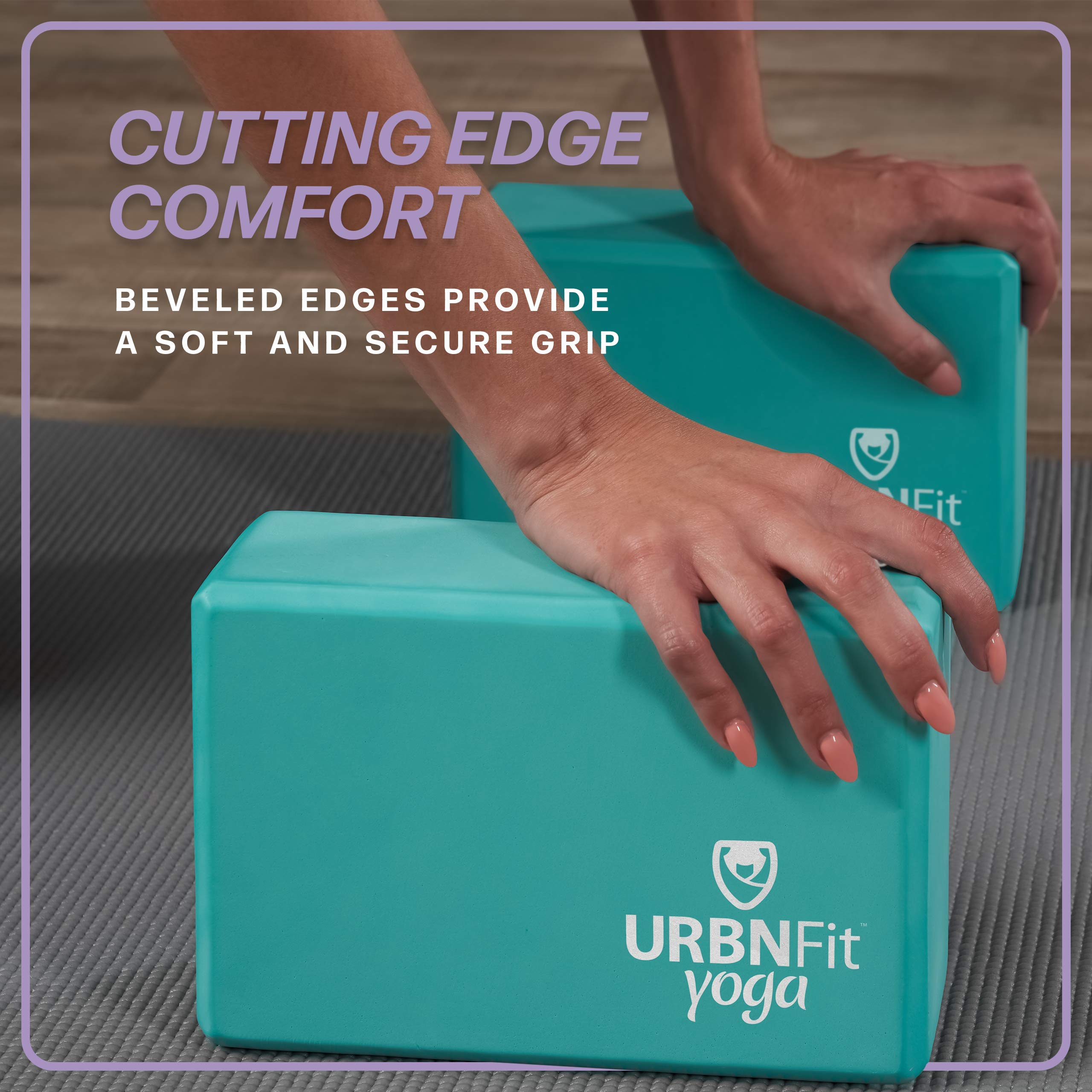 URBNFit Yoga Block - Moisture Resistant High Density EVA Foam Block - Improve Balance and Flexibility Perfect for Home or Gym - Free PDF Workout Guide (1 PC, Pink)