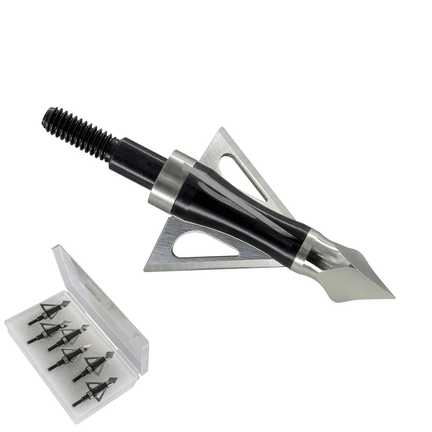 maifield Archery Broadheads 100 Grain Bowhunting Arrow Head 3 Fixed Blades 6 Pack for Small Game Crossbows and Compound Bow Arrows (Black, Pack of 6)