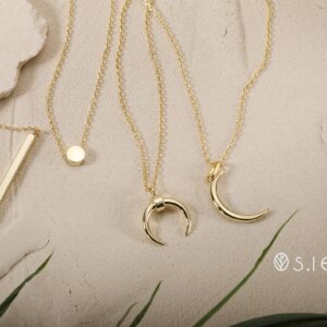 S.Leaf Choker Necklace for Women Gold Plated Necklace Bar Necklace for Women Sterling Silver Dainty Gold Necklace for Women(01_Horizontal_Gold)