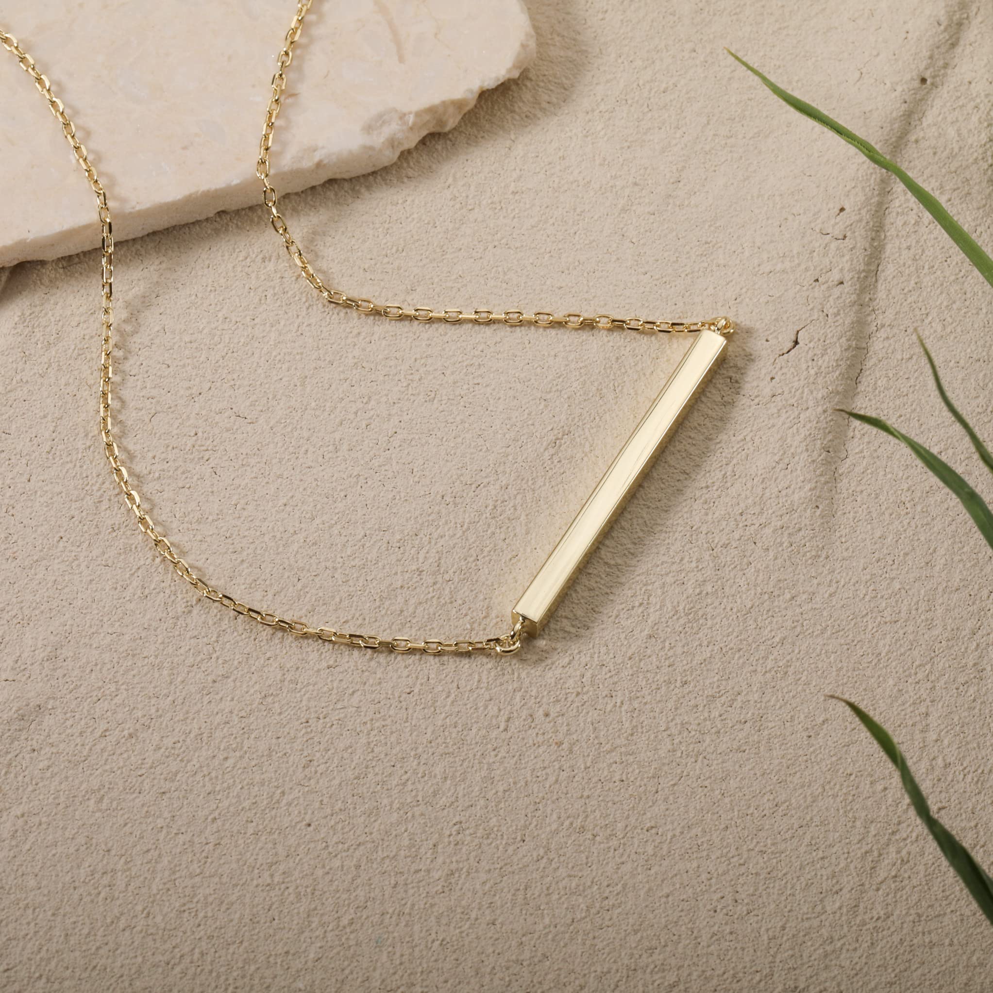 S.Leaf Choker Necklace for Women Gold Plated Necklace Bar Necklace for Women Sterling Silver Dainty Gold Necklace for Women(01_Horizontal_Gold)