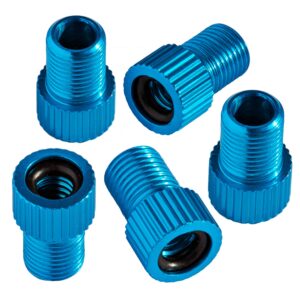 bike bits presta valve adapter - convert presta to schrader - french/uk to us - inflate tire using standard pump or air compressor (5 pack) (sky blue)