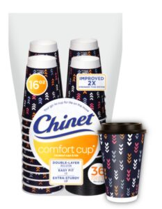 chinet comfort-cup 72 count double-wall hot cups & lids, 16 ounce