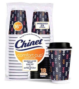 chinet double-wall hot cups & lids, 16 oz, 18 ct