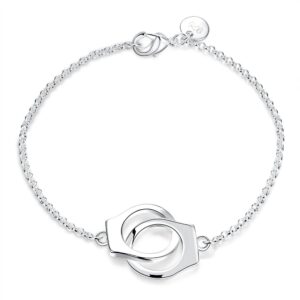 cutesmile fashion jewelry 925 sterling silver handcuff chain bracelet partners in crime best friends bracelet