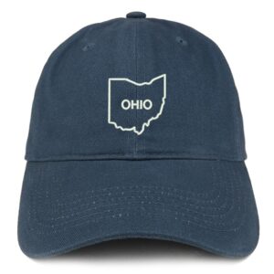 trendy apparel shop ohio text state outline state embroidered cotton dad hat- navy