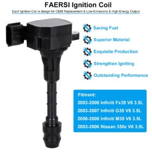 FAERSI Ignition Coil Compatible with 2003-2008 Infiniti Fx35 G35 M35, 2003-2006 Nissan 350z - V6 3.5L, Replaces OE# UF401 IGC0007 C1439