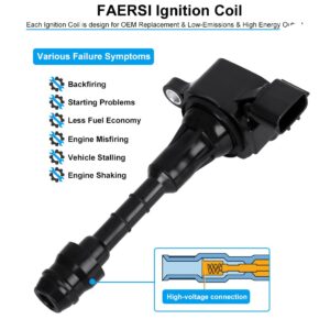 FAERSI Ignition Coil Compatible with 2003-2008 Infiniti Fx35 G35 M35, 2003-2006 Nissan 350z - V6 3.5L, Replaces OE# UF401 IGC0007 C1439