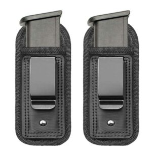 tacwolf 2 pack iwb inside waistband pistol handgun magazine holster pouch for concealed carry universal single double stack mags for glock17 26 19 sig sauer s&w springfield xd ruger 9mm/.45