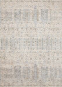 loloi pandora rug, ivory & mist 2'-6" x 10'-0" area rug – distressed persian accent rugs for living room, bedroom, entryway & hallway, no shed high traffic area home decor rug