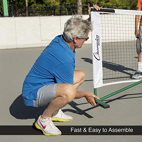 Champion Sports Portable Pickleball Net: Regulation Size Pickle Ball Net System - Easy Assembly Pickleball Nets with Carry Bag - 22’ Wide x 36” Tall