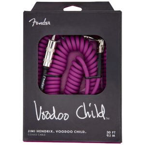 fender hendrix voodoo child coiled instrument cable, straight/angle, purple, 30ft