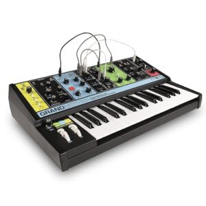 moog grandmother semi-modular analog keyboard synthesizer with 32 keys, built-in arpeggiator, sequencer and spring reverb tank