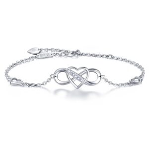 billie bijoux women 925 sterling silver infinity bracelet forever love” infinity heart white gold plated diamond adjustable bracelet best gifts