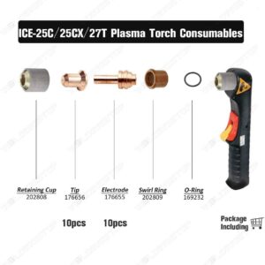 WeldingStop 176655 176656 Kit for Miller Spectrum 375 X-treme Plasma Cutter ICE-25C ICE-27C Torch WS OEMed consumables (NOT Spectrum 375 X-treme Cutter with XT30 torch)