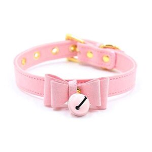 leweceeo pu leather bow collar necklace choker with bell cat cosplay kitty necklace choker collar for women