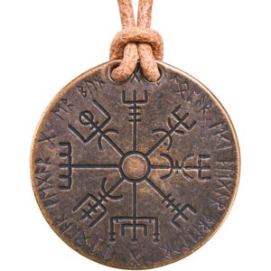 shire post mint vegvisir norse compass necklace on leather cord