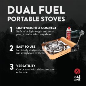 Gas ONE GS-4000P - Camp Stove - Premium Propane or Butane Stove with Convenient Carrying Case - Patent Pending - Great for Camp Stove and Portable Butane Stove for All Cooking Application